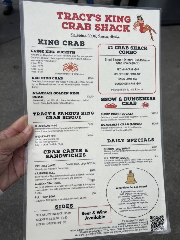 Menu At Tracy S King Crab Shack Restaurant Juneau 432 S Franklin St