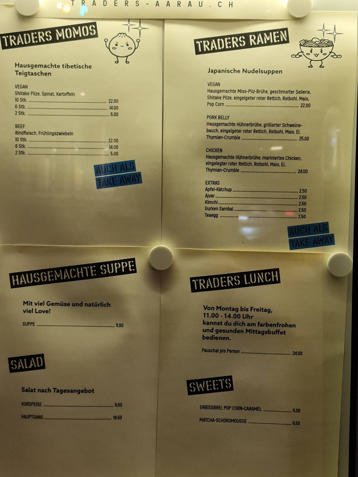Speisekarte von Traders Food, Aarau