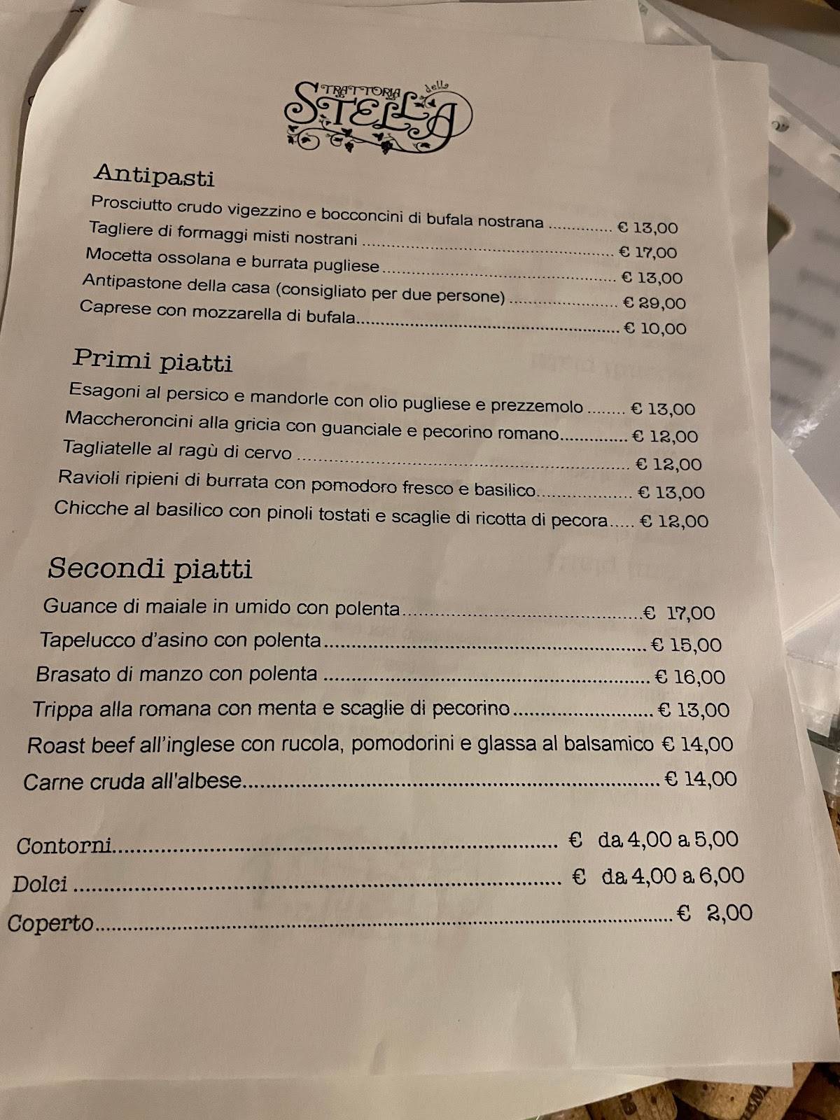 Menu da Trattoria della Stella Verbania ristorante, Intra