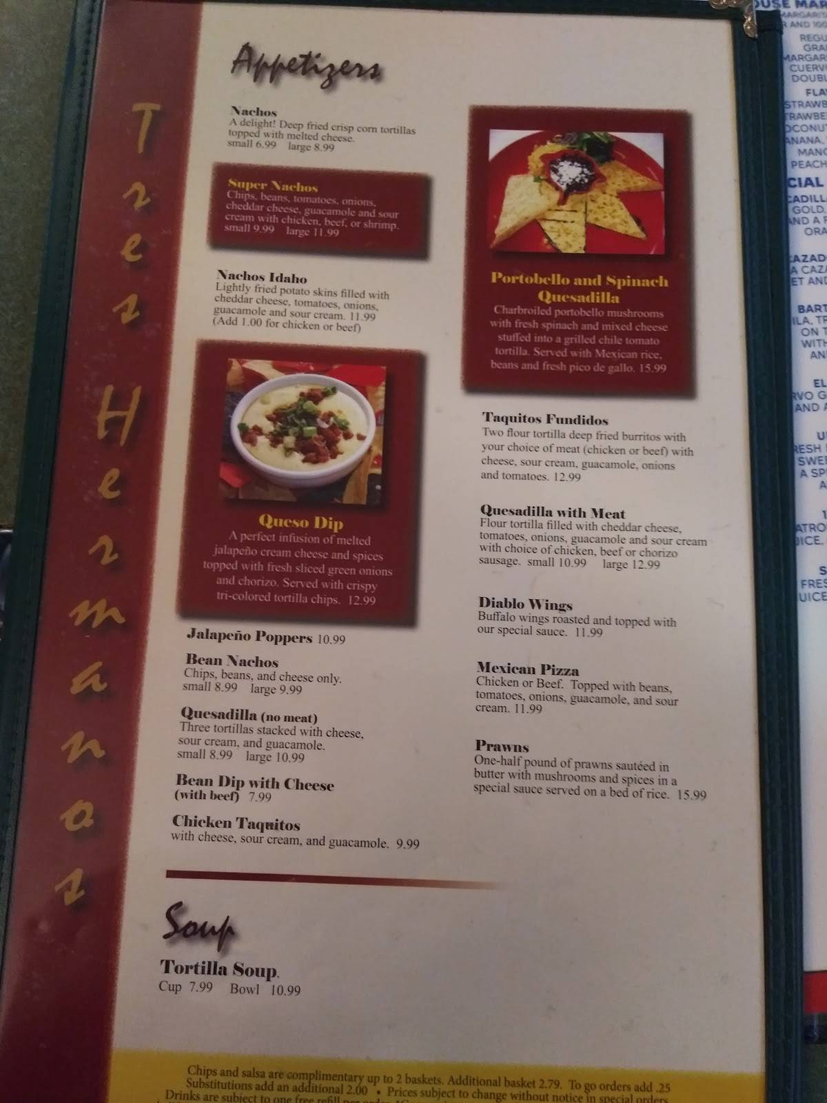 Menu at Tres Hermanos restaurant, Marysville