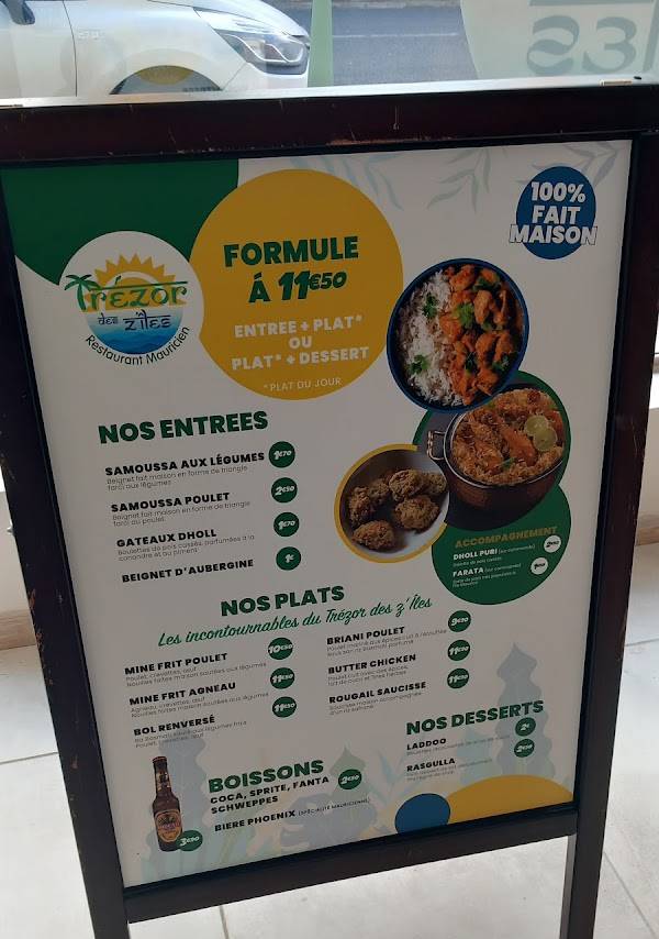 Menu at Trezor des Z’îles restaurant, Merville