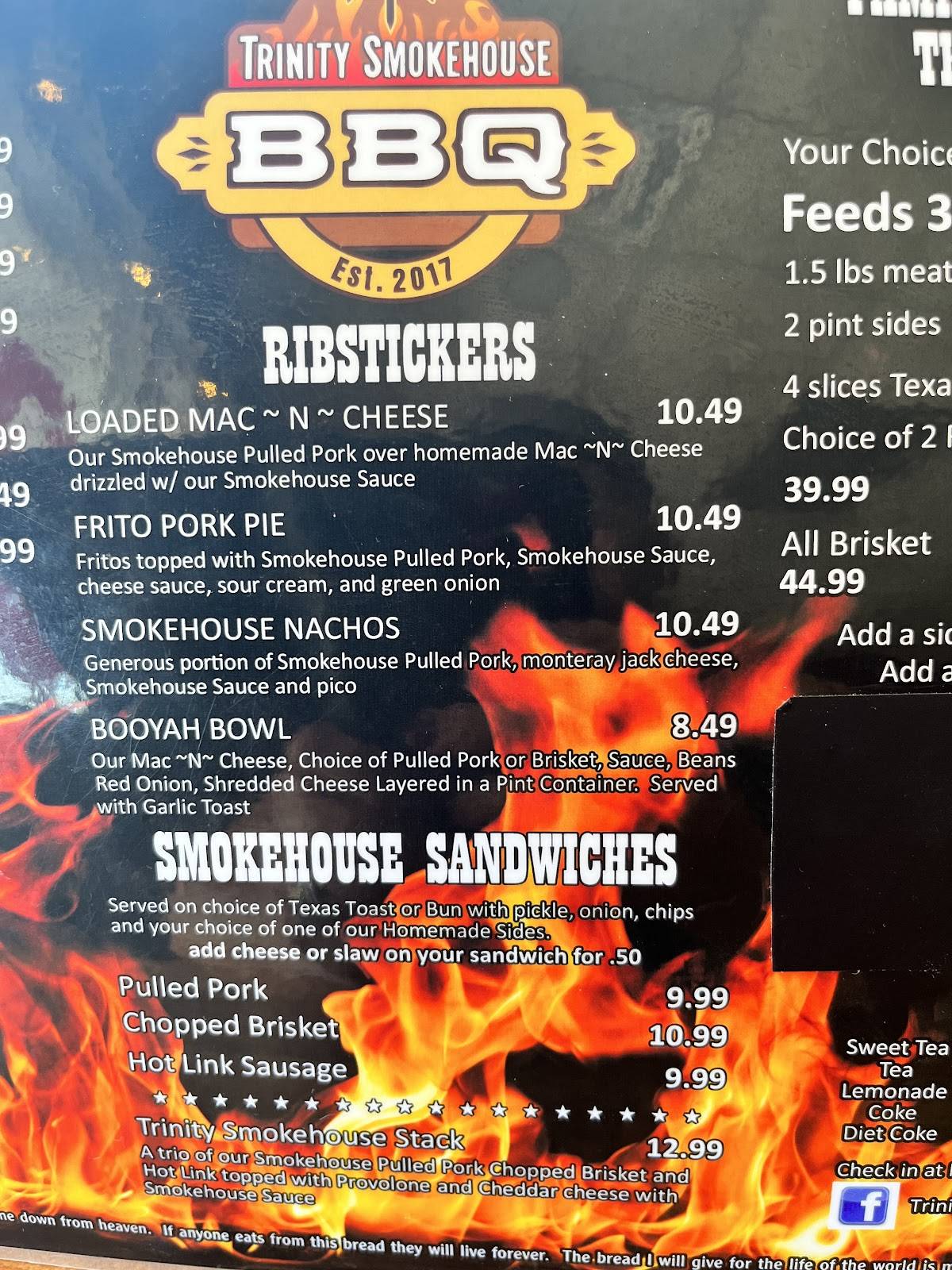 Menu at Trinity Smokehouse BBQ, Pratt