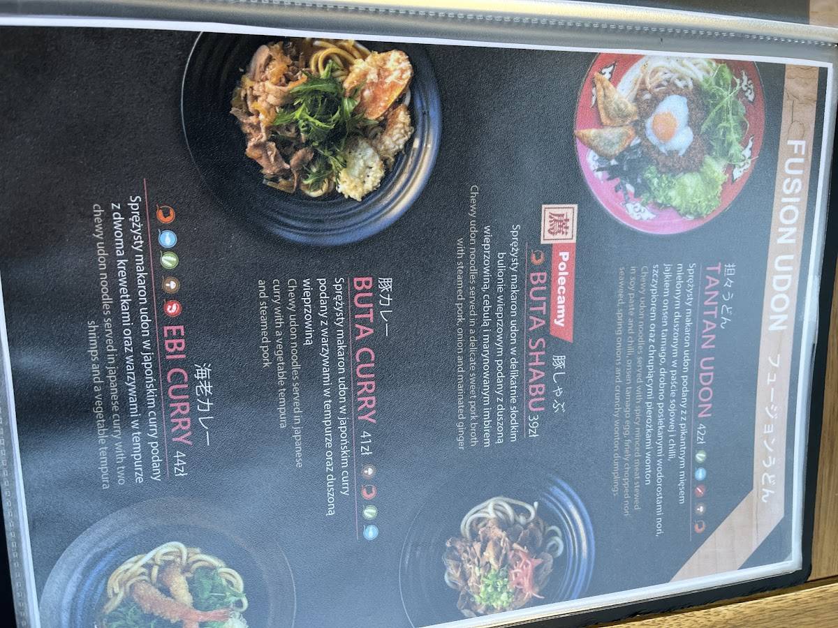 Menu at UKI UKI restaurant, Warsaw