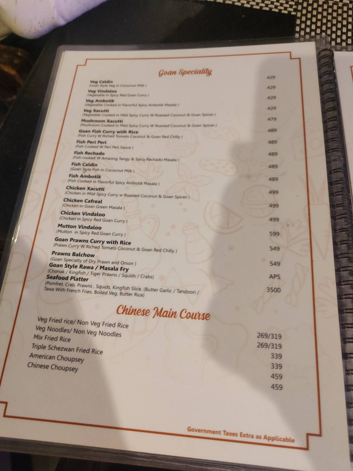 Menu at UPTOWN- Multi Cuisine Restaurant - Pub - Sports Bar, Candolim