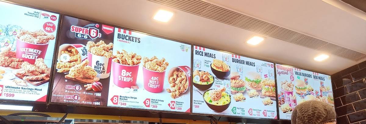Menu at KFC, Vadakara