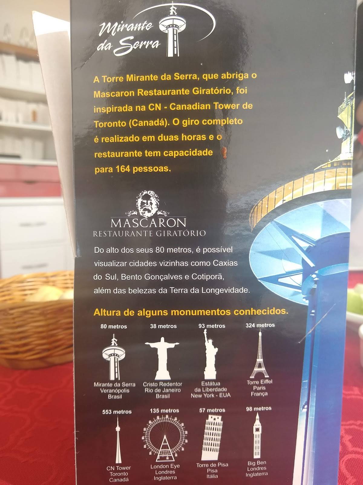 Menu em Mascaron Restaurante Giratório, Veranópolis