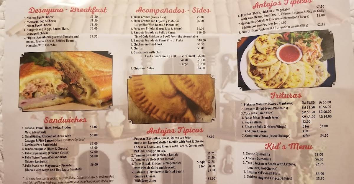Menu at Vicky's Casa del Sabor restaurant, Lindenhurst