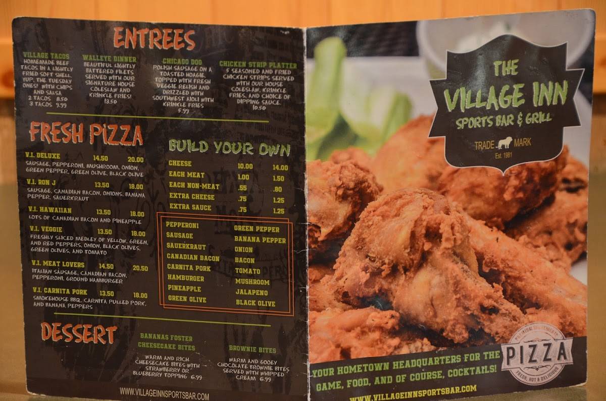 Menu at Village Inn Sports Bar, Grill & Pizzeria, North Hudson