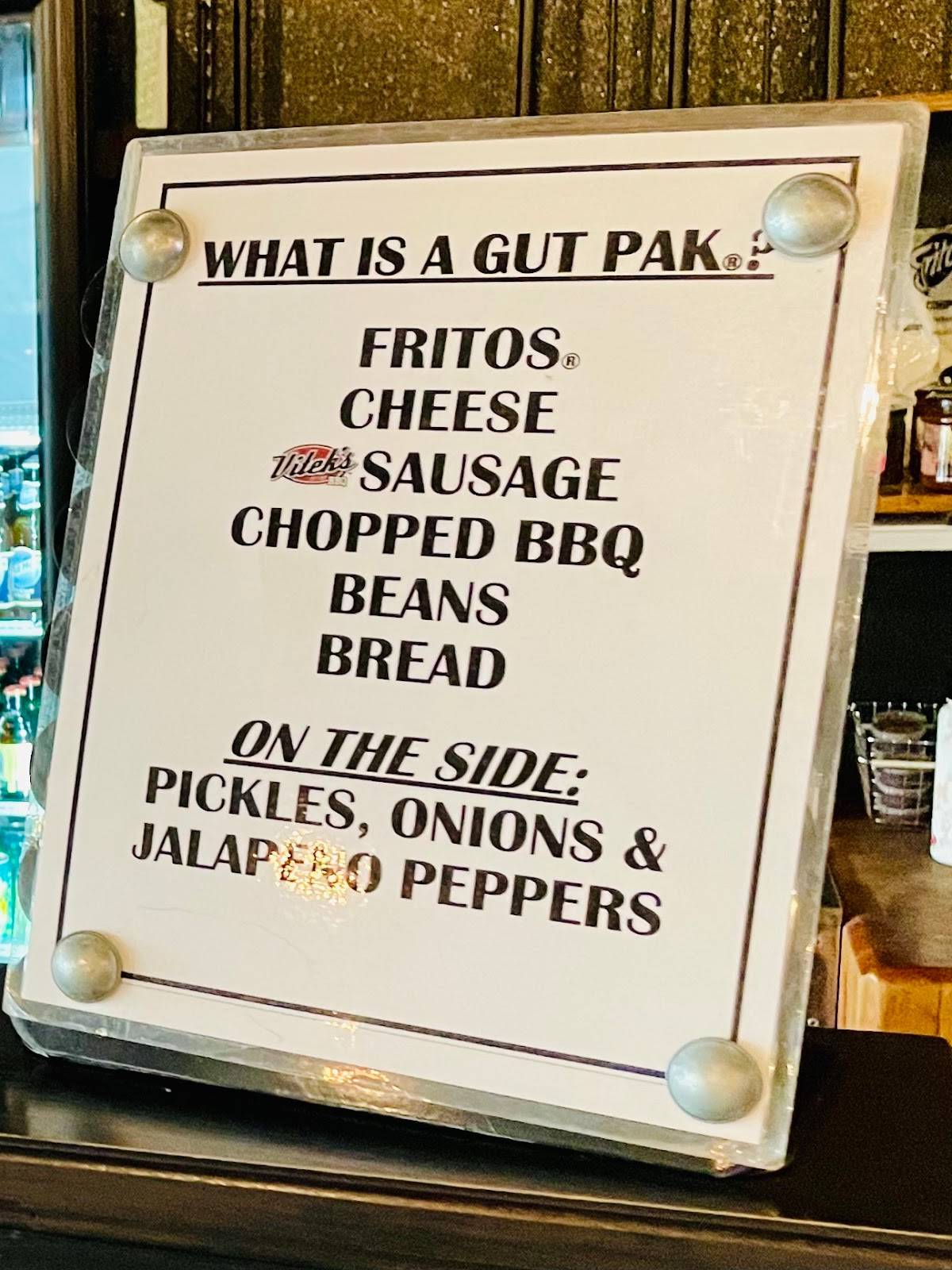 Menu at Vitek's BBQ, Waco