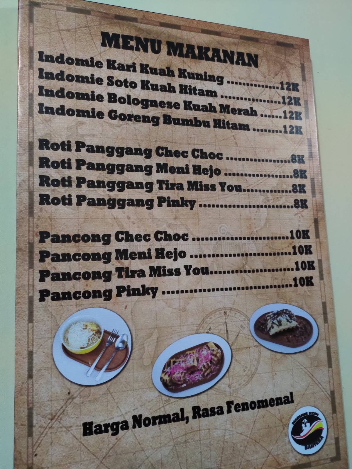 Menu at Warkop Bahtera - Kapal Cinangka, Depok