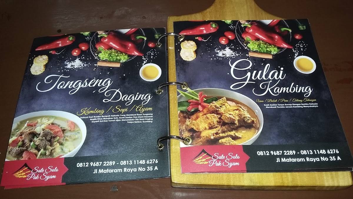 Menu at Warung Sate & Tongseng Pak Syam restaurant, East Jakarta