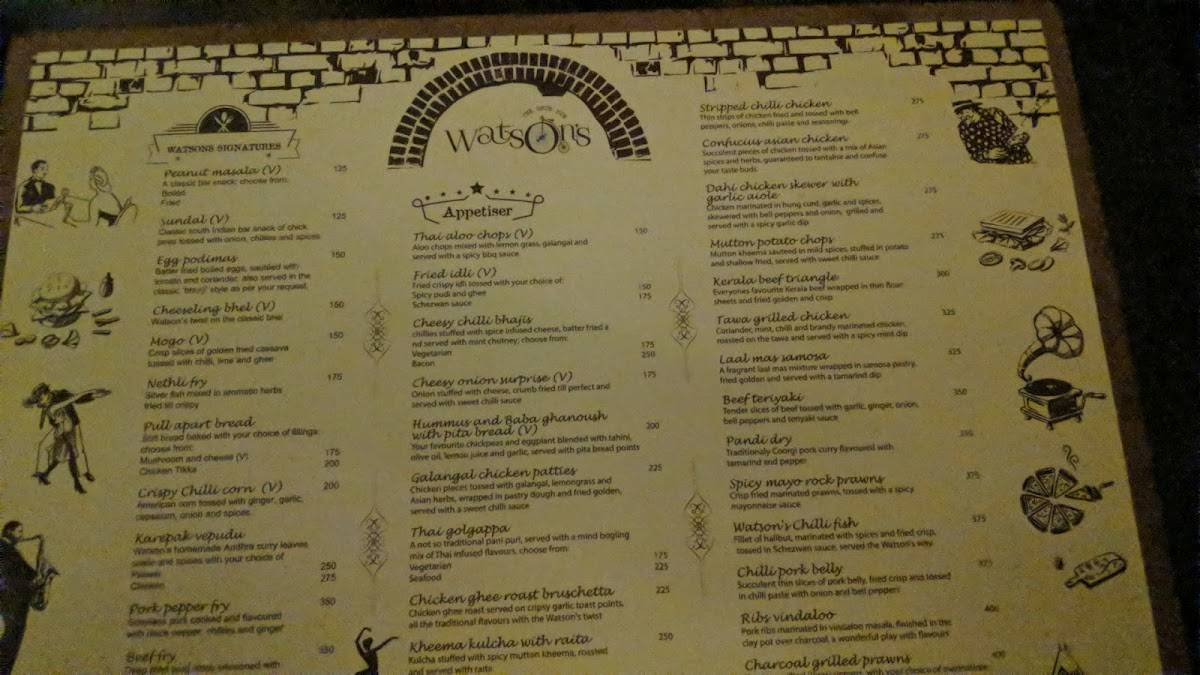 Menu at Watson's Chennai, Chennai