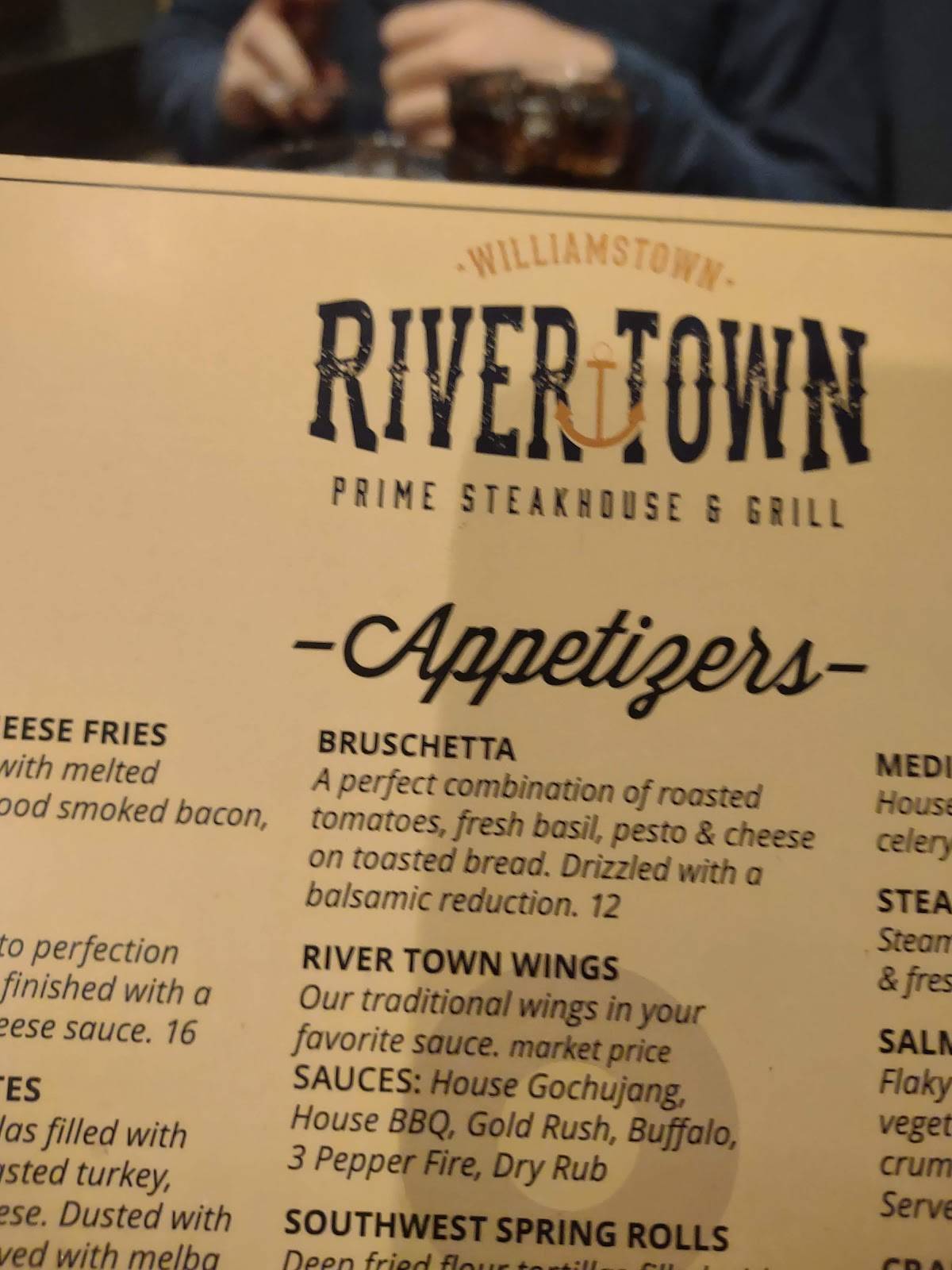 Menu at River Town Prime Steakhouse & Grill, Williamstown