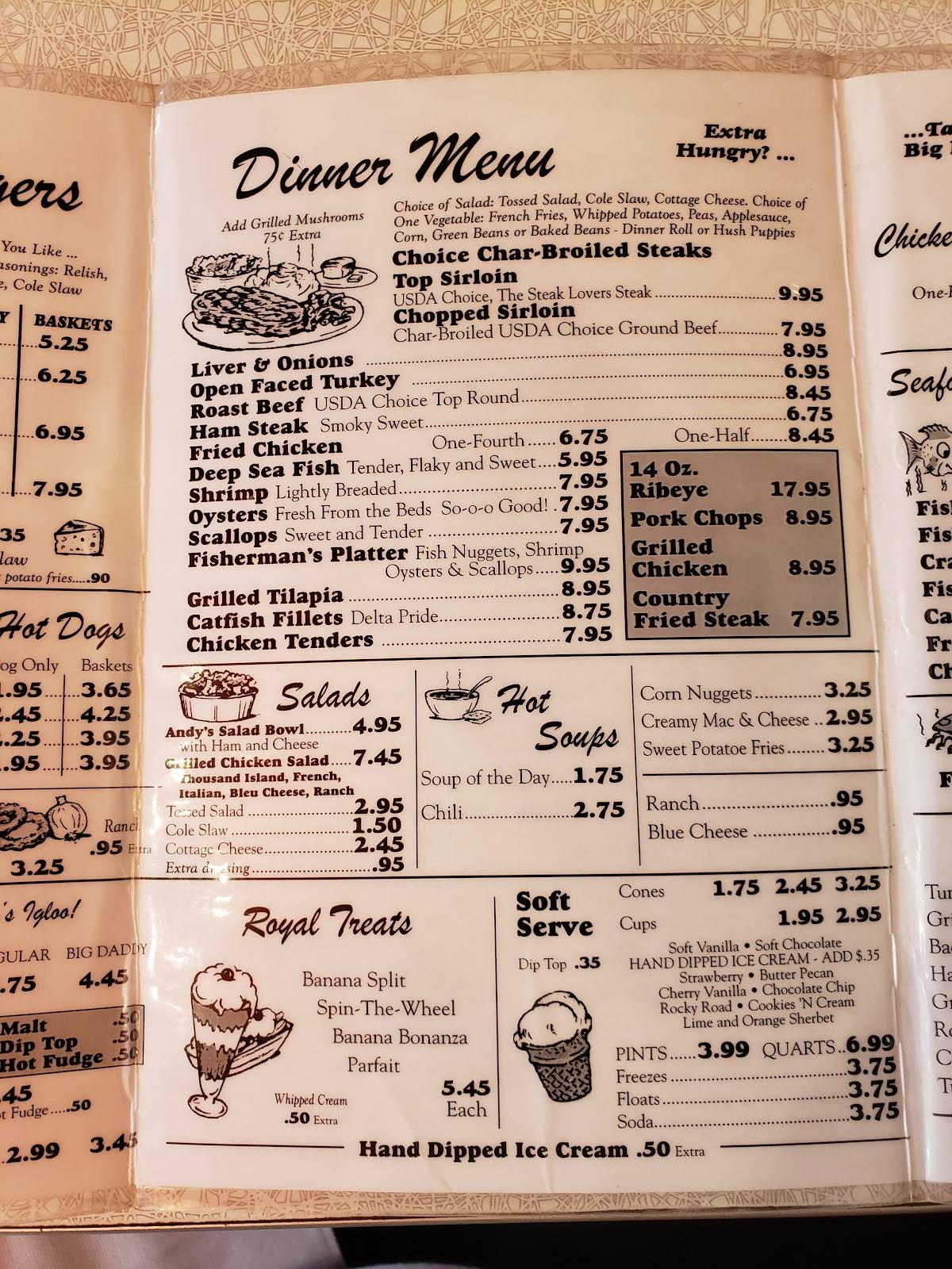Menu at Andy's igloo Drive-In Restaurant, Winter Haven