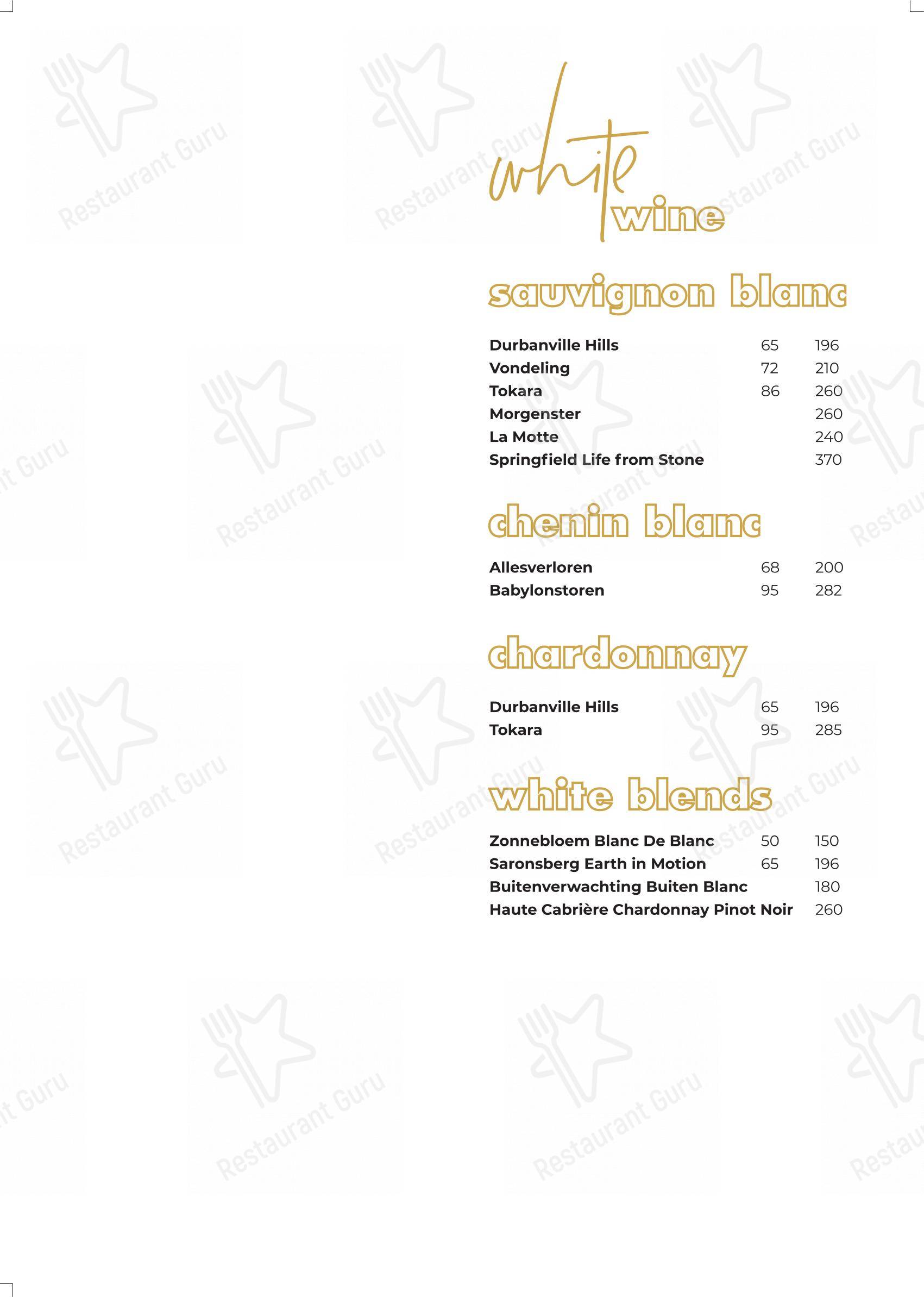 Menu at Wood & Fire restaurant, Pretoria, Veale St