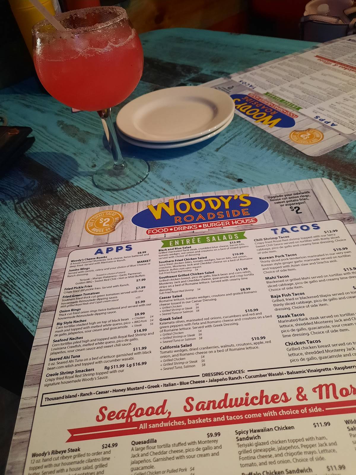 Menu at Woody's Roadside Gulfport pub & bar, Gulfport