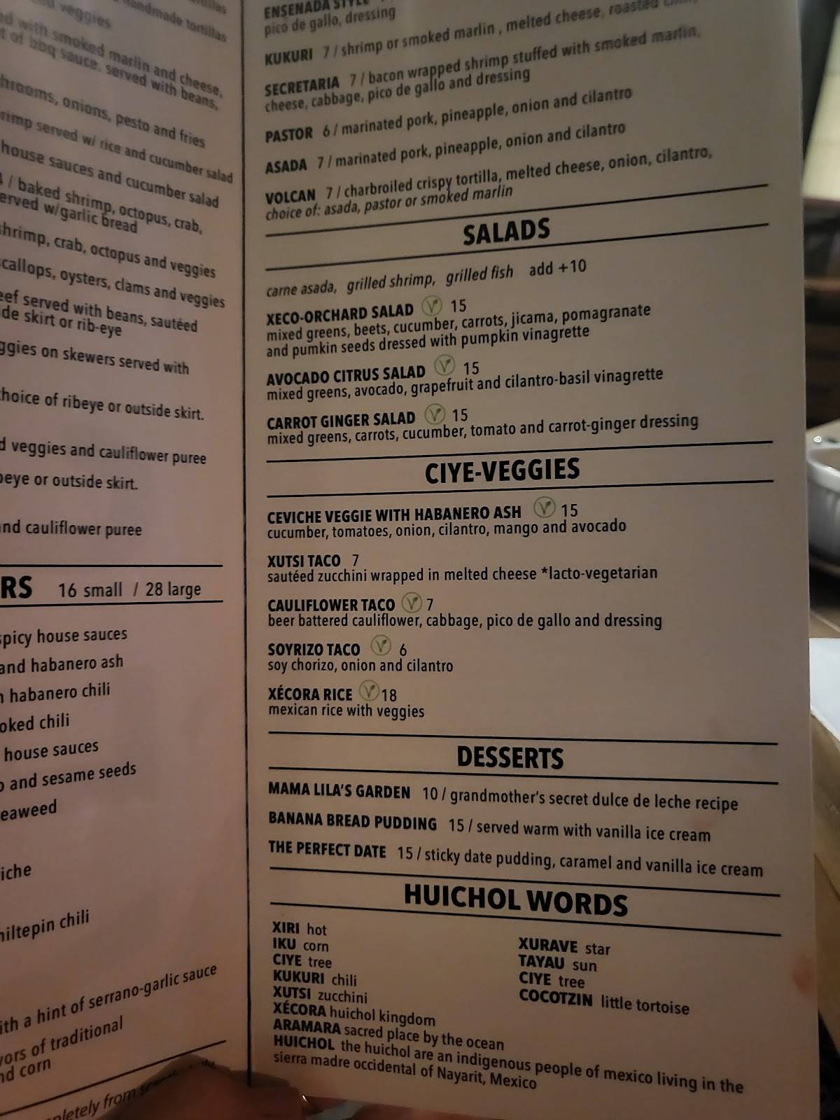 Menu at Xecora Downey restaurant, Downey