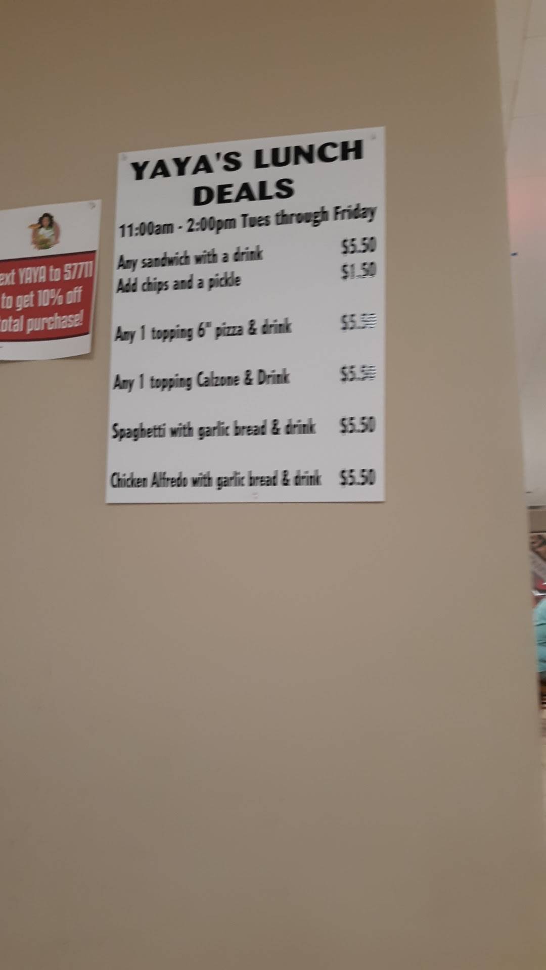 Menu at YaYa's Pizza Palace pizzeria, Sardis City