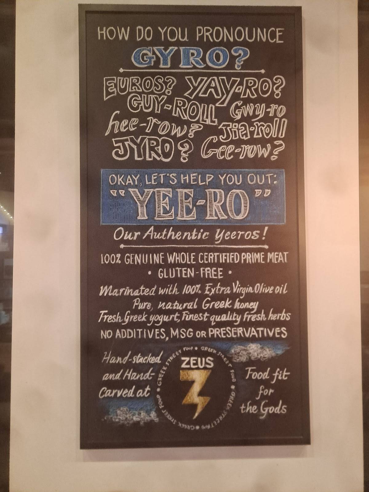 Carta del restaurante Zeus Greek Street Food, Atlanta