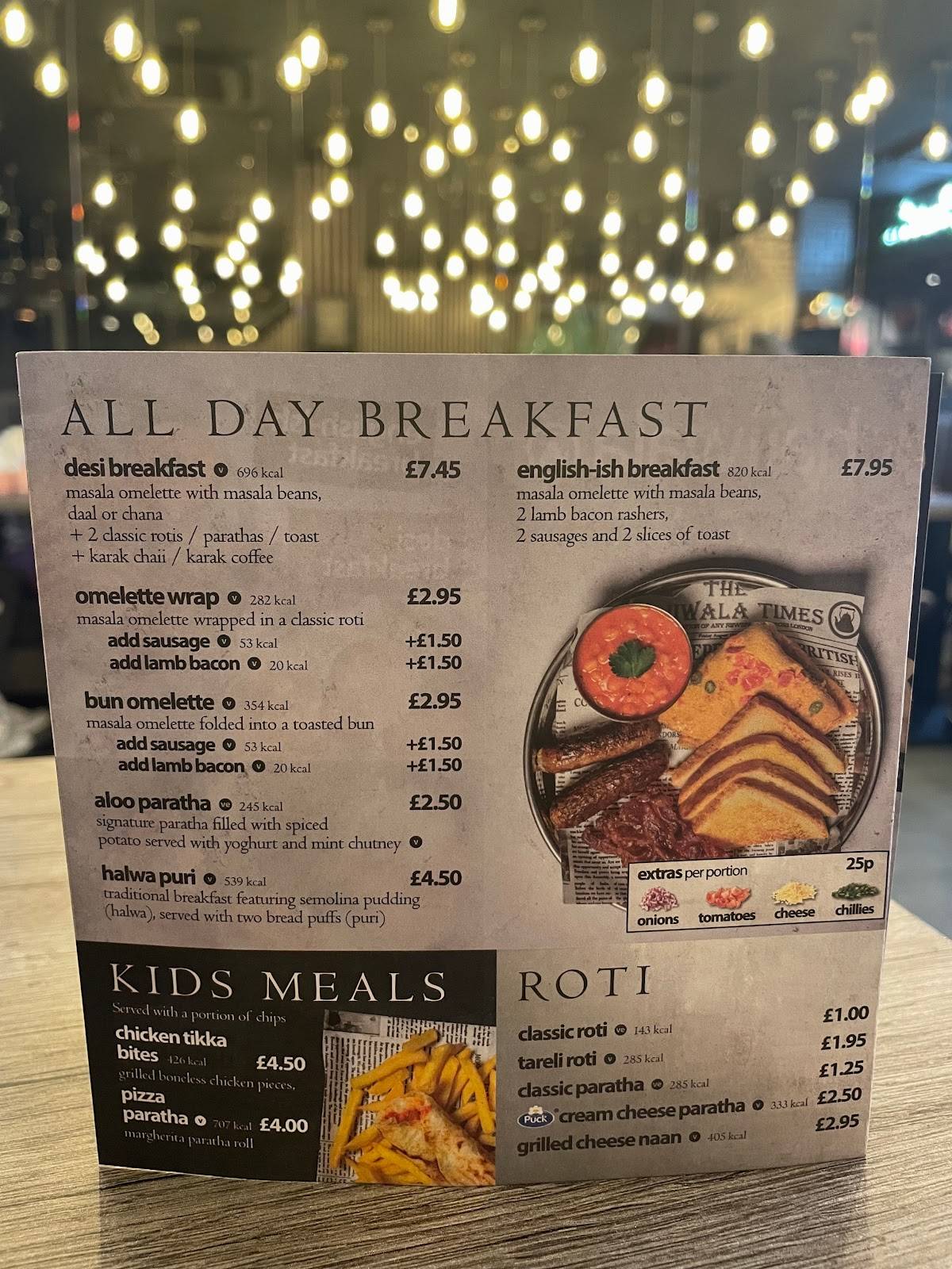 Menu at chaiiwala Kilburn restaurant, London