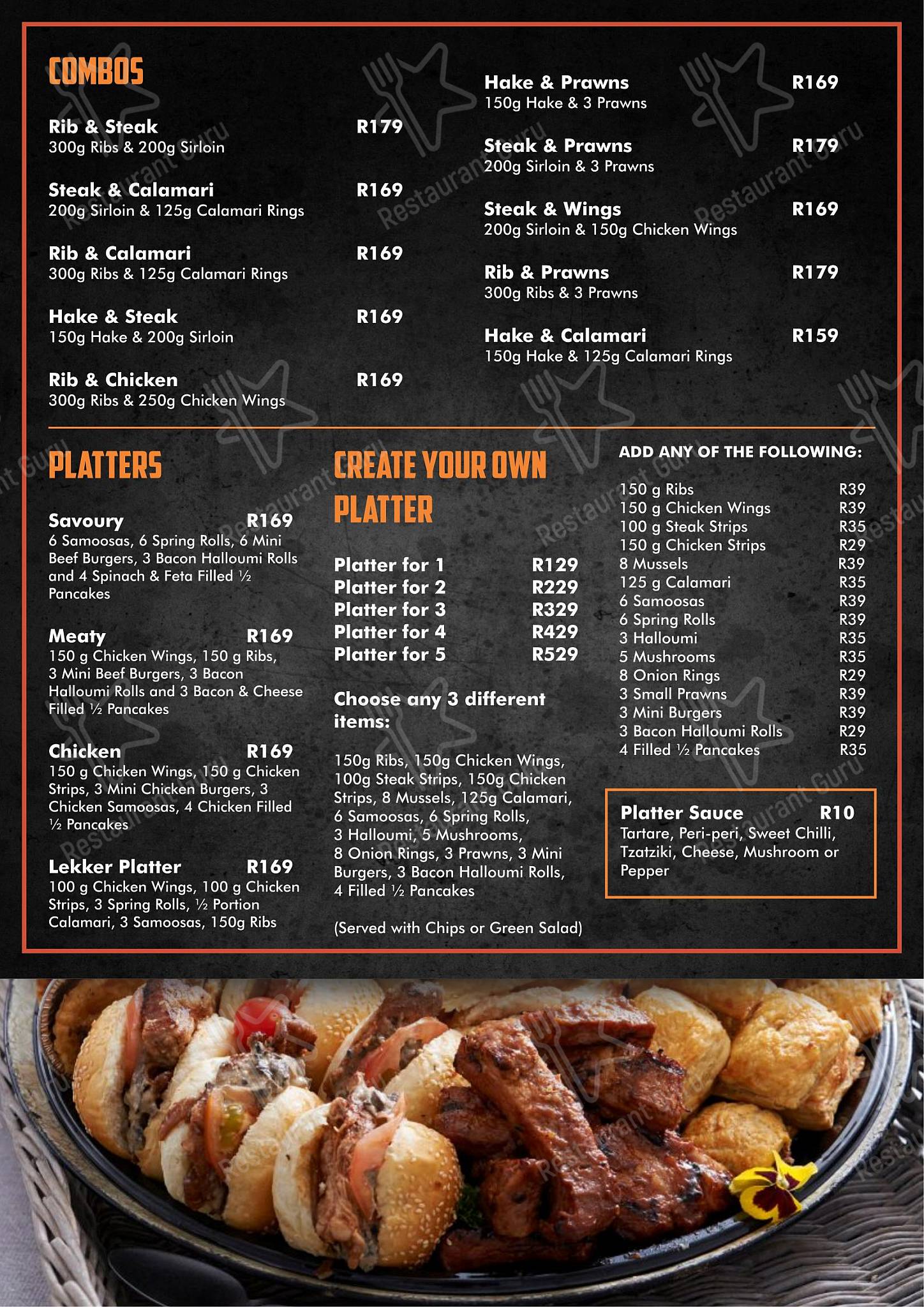 Menu at Kalahari.fish restaurant, Bloemfontein