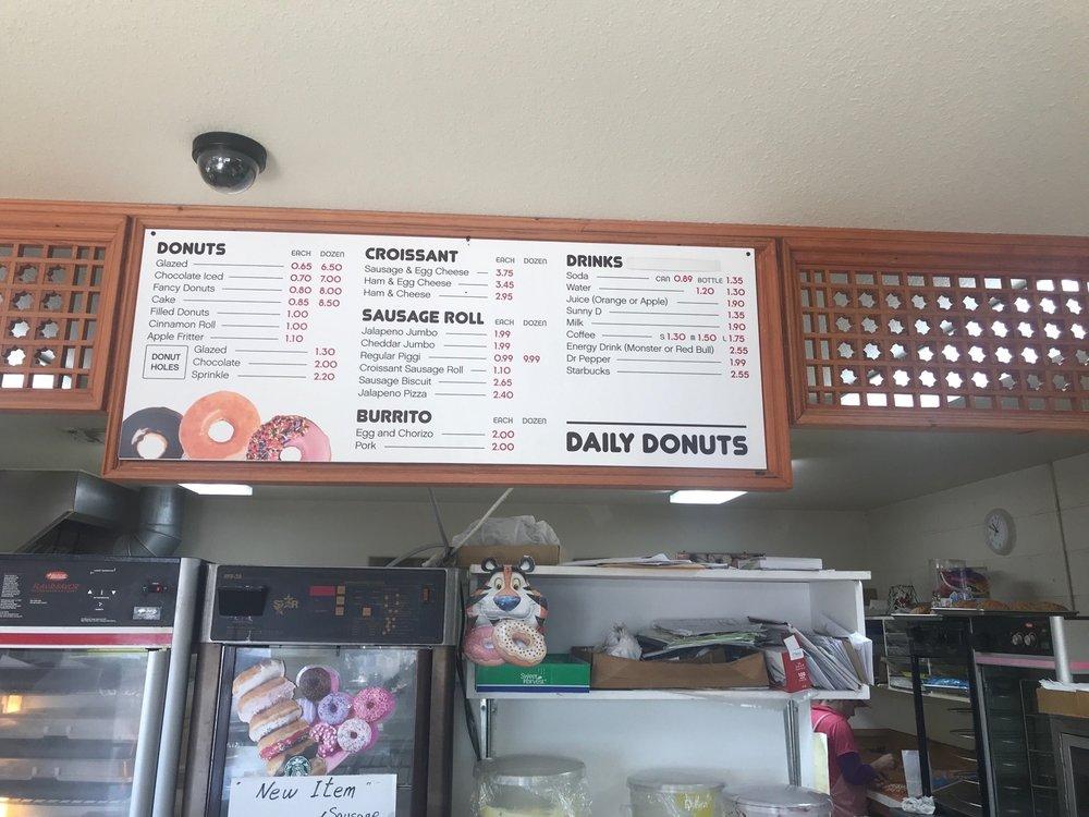 Menu at Daily Donuts restaurant, Bridgeport