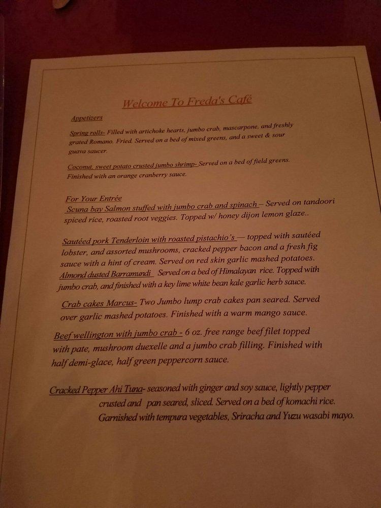 Menu at Freda's Cafe, Cape May, 210 Ocean St Apartment 1