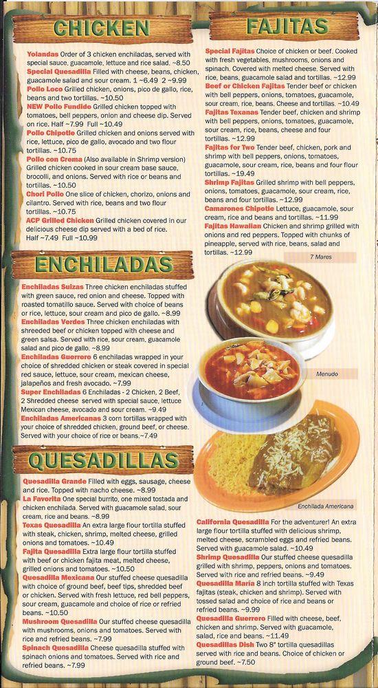 Menu at Guerrero Restaurant, Graham
