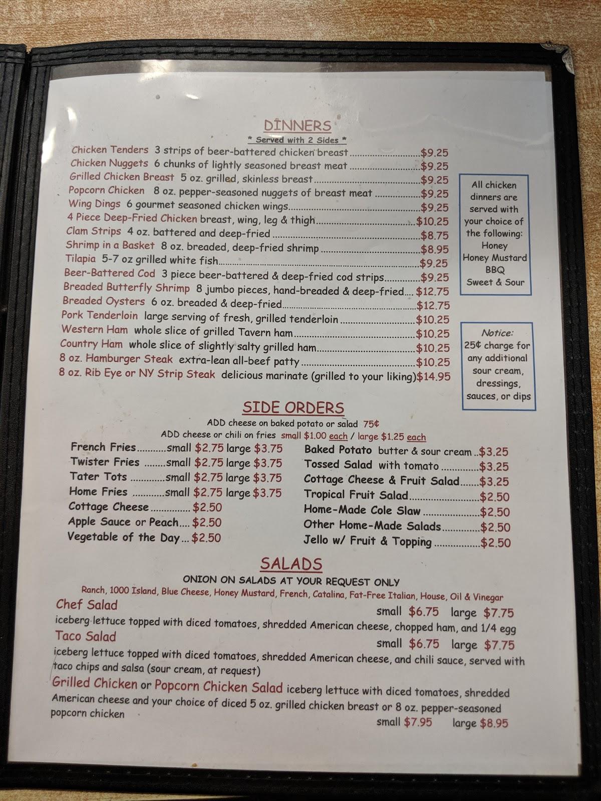 Menu at Korner Shop Cafe, Franklin