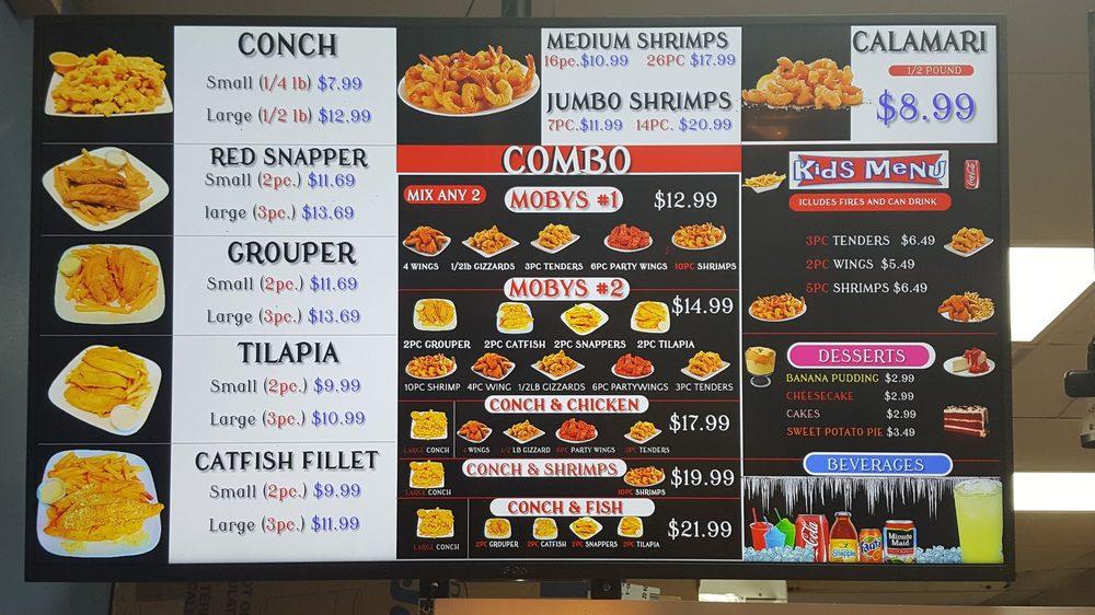 Menu at Moby's Fish & Chicken restaurant, Miramar, S University Dr