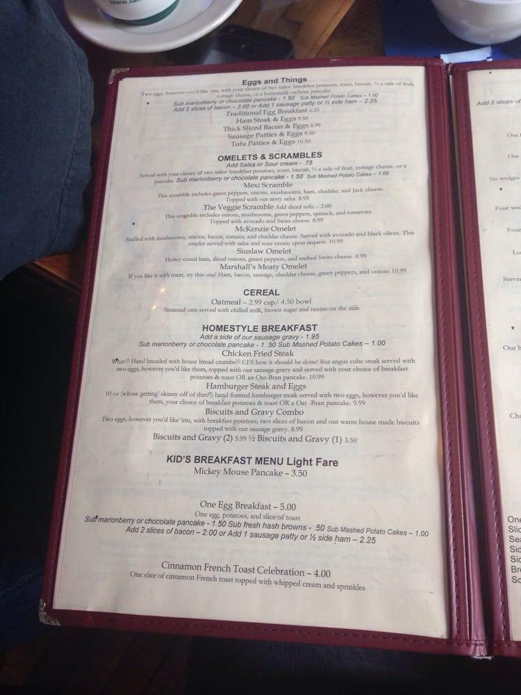 Menu at Our Daily Bread Restaurant, Veneta