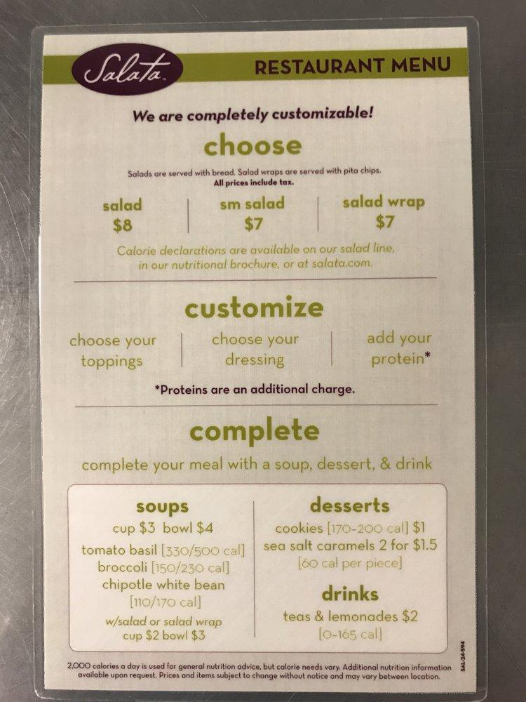 Menu at Salata restaurant, Cypress, Spring Cypress Rd
