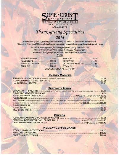 Menu at Some Crust Bakery, Claremont