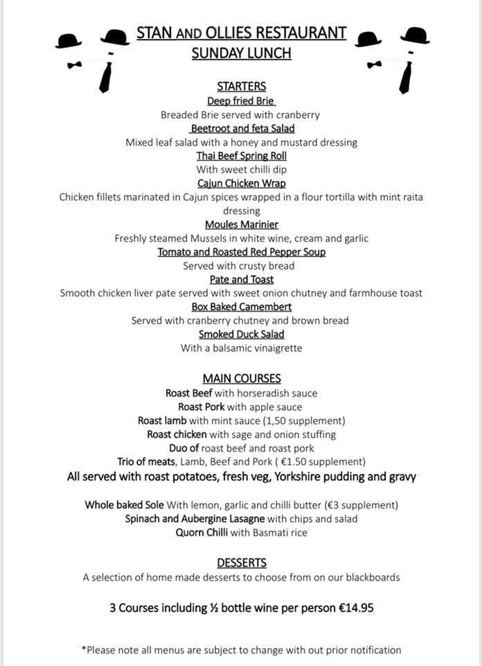 Menu at Stan & Ollies Restaurant, Guardamar del Segura