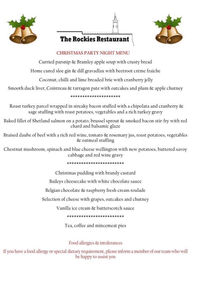Menu at The Rockies Restaurant, Anstruther