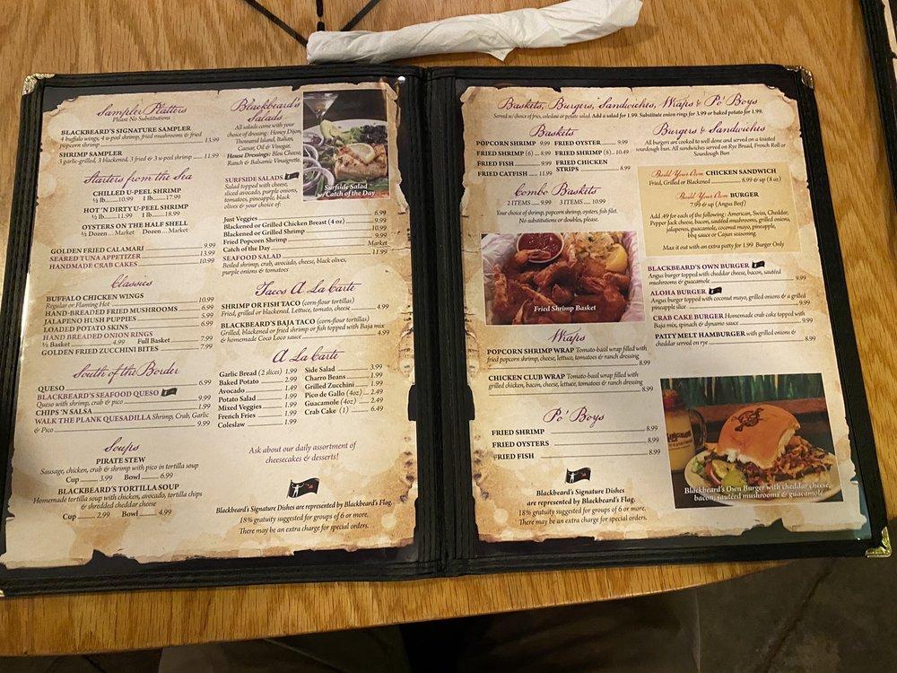 Menu at Blackbeard's Too restaurant, Ingleside, W Main St