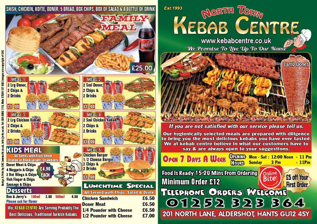 Menu at Kebab Centre fast food, Aldershot