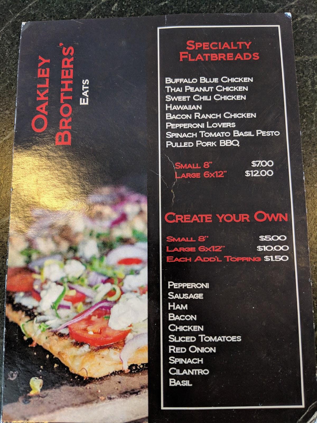 Menu at Oakley Brothers Distillery pub & bar, Anderson