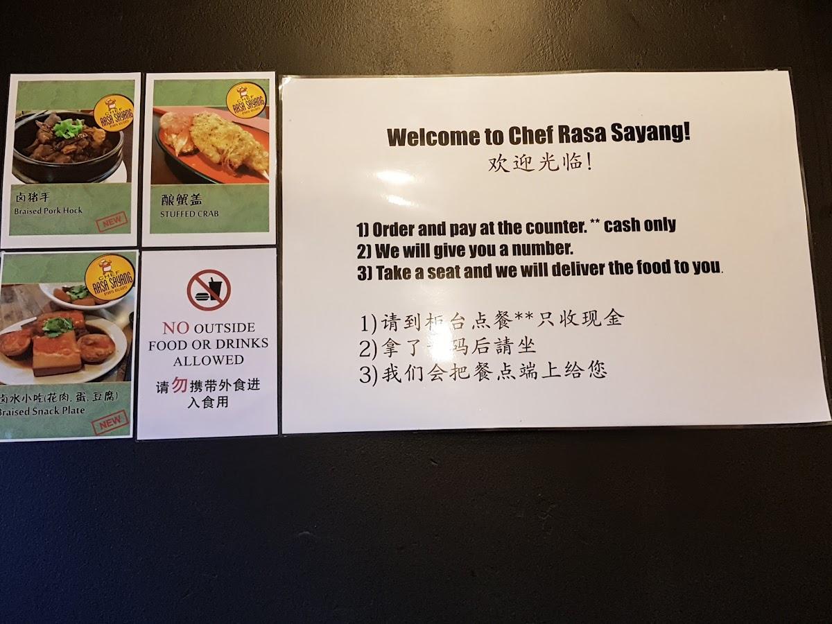Menu at Chef Rasa Sayang restaurant, Crows Nest, Shop1/10-12 Clarke St