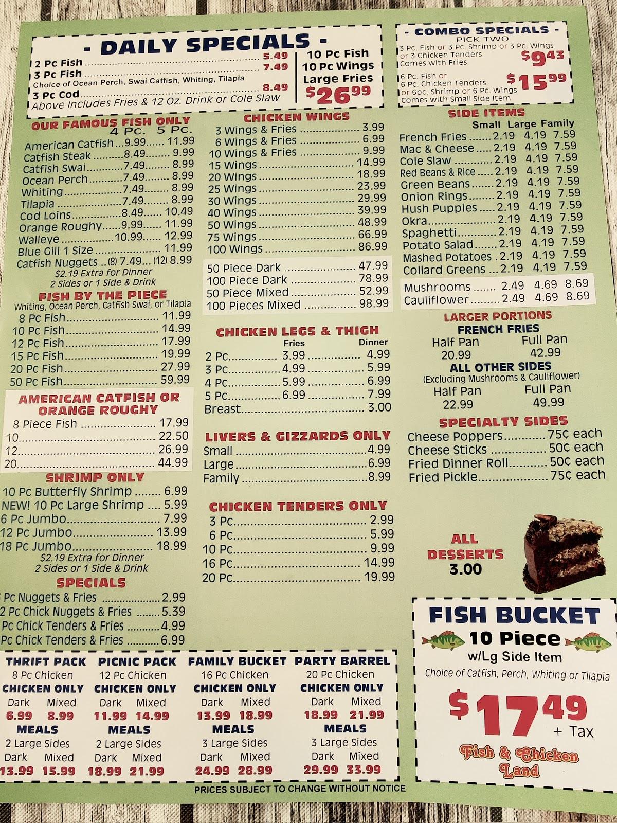 Menu at Fish & Chicken Land-Ballenger Hwy restaurant, Flint