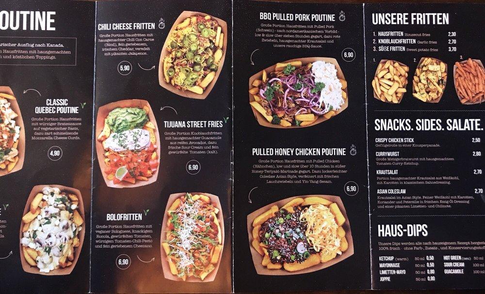 Menu at Frittenwerk Köln fast food, Cologne