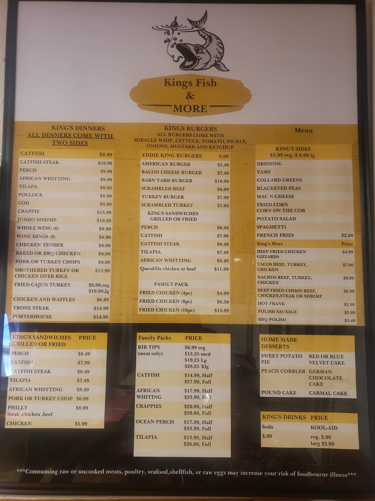 Menu at King's Fish & More restaurant, Saginaw