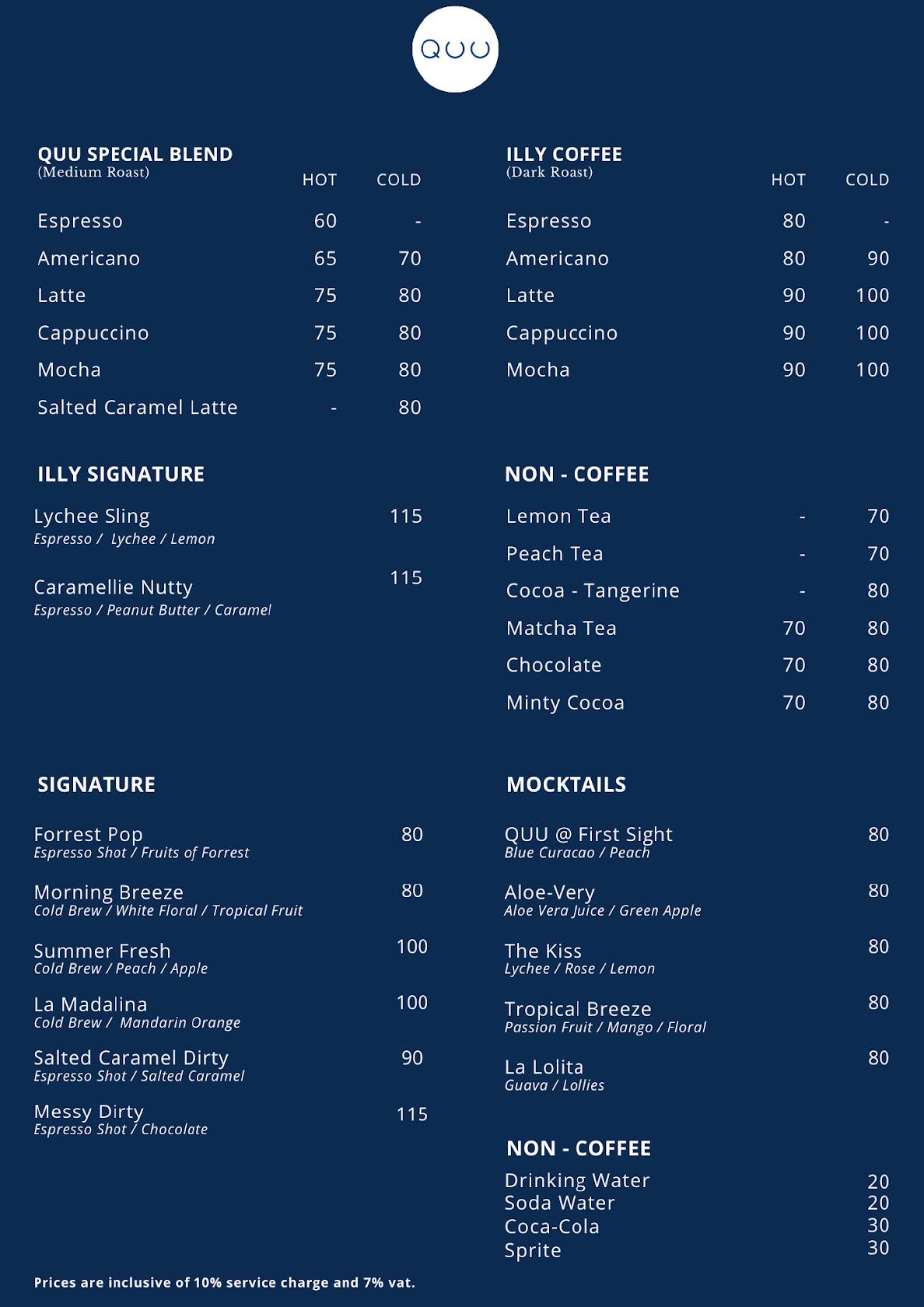 Carta del restaurante QUU HOTEL Chiang Mai, Chiang Mai
