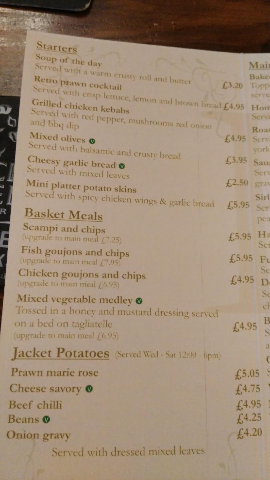 Menu at Royal George Skelton pub & bar, Saltburn-by-the-Sea