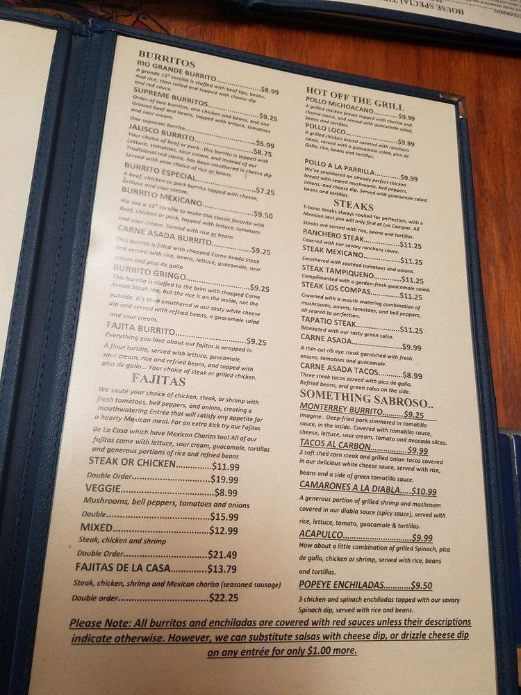 Carta de Los Compas Mexican Restaurant, Raytown