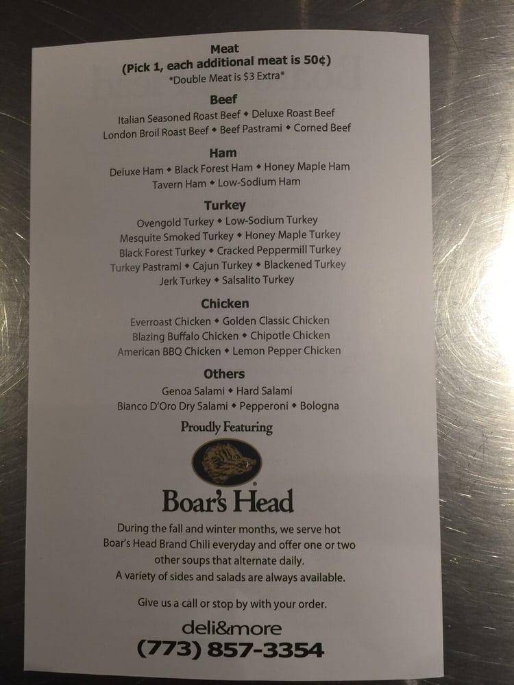 Menu at Deli & More restaurant, Chicago