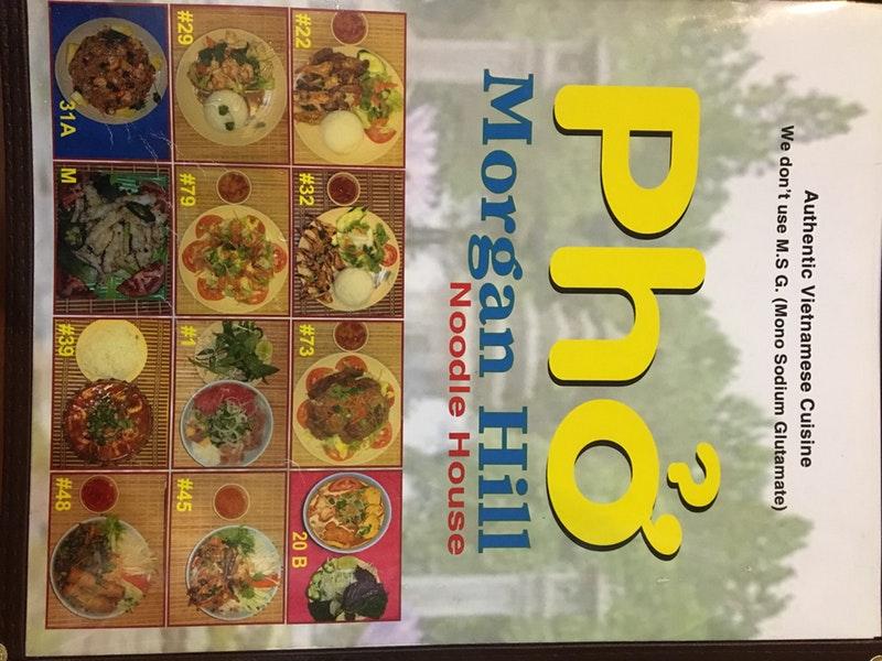 Menu at Pho Morgan Hill restaurant, Morgan Hill
