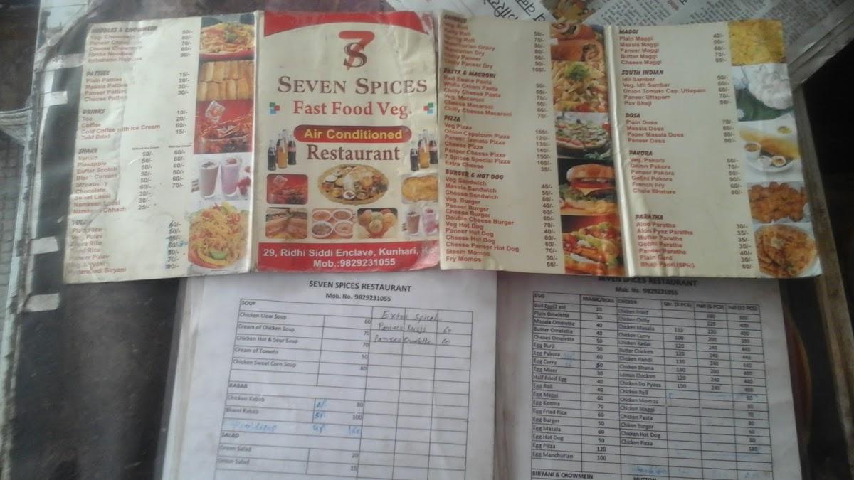 Menu at Seven Spices, Kota, Shop No.29