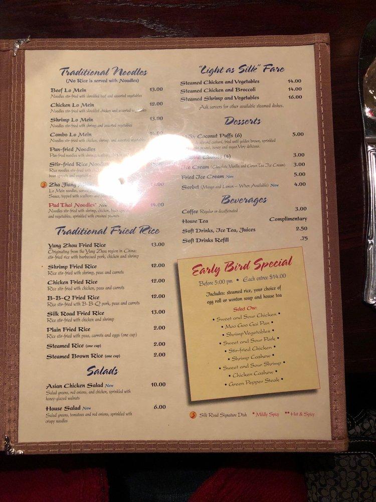 Menu at Silk Road Gourmet Chinese Restaurant, Pittsburgh, Grove Rd Ste 1