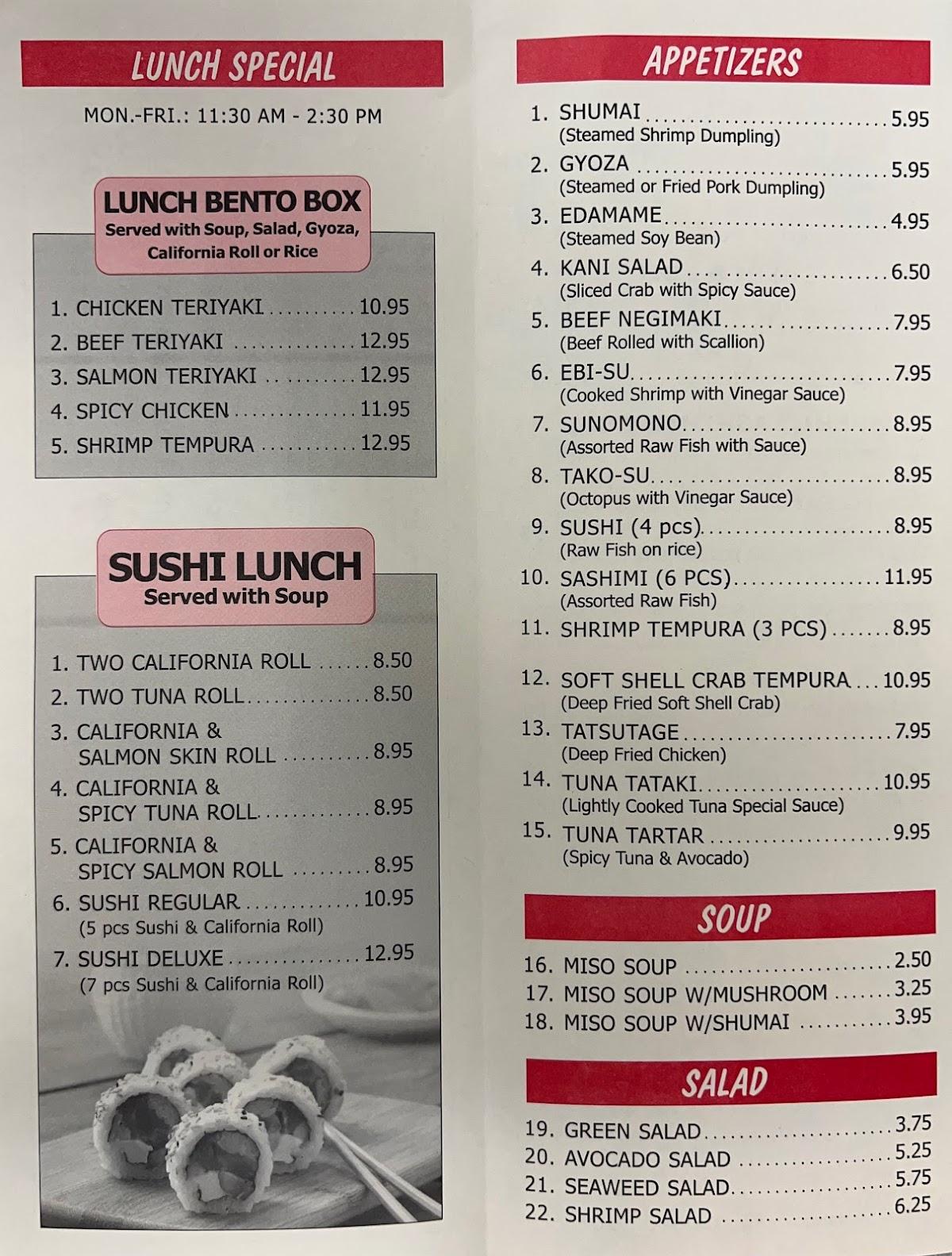 Menu at Sushi Boy Japanese restaurant, Garfield